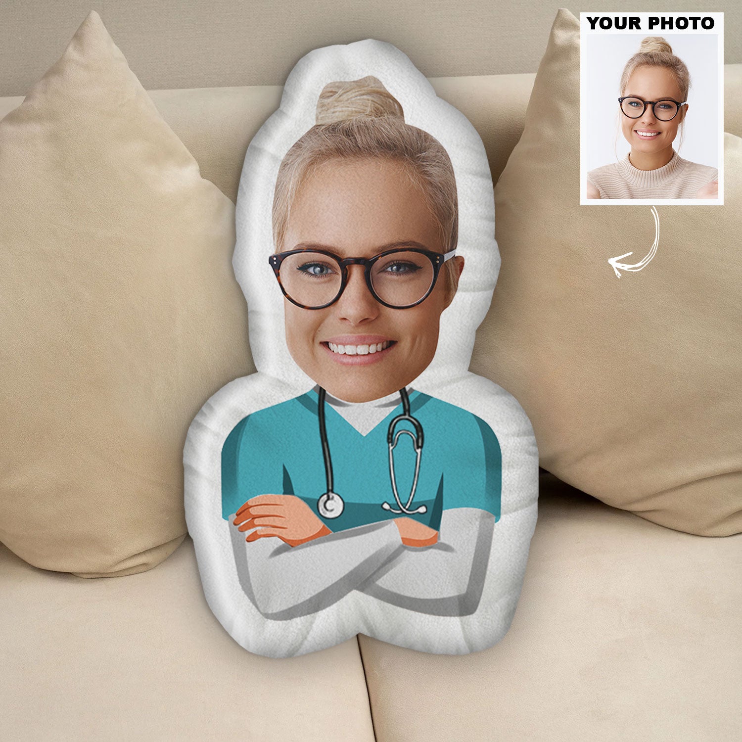 Nurse Custom Photo Face Cutout - Personalized Custom Shape Pillow - Nu ...