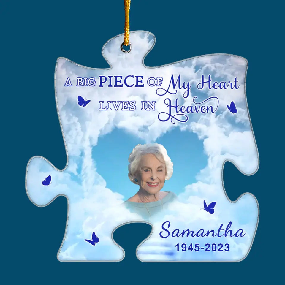 A Big Piece Of My Heart Lives In Heaven - Personalized Custom Mica Orn ...