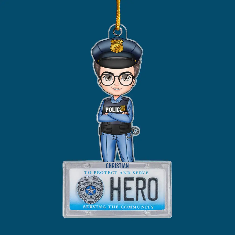 Police Officer - Personalized Custom Mica Ornament - Christmas Gift Fo ...
