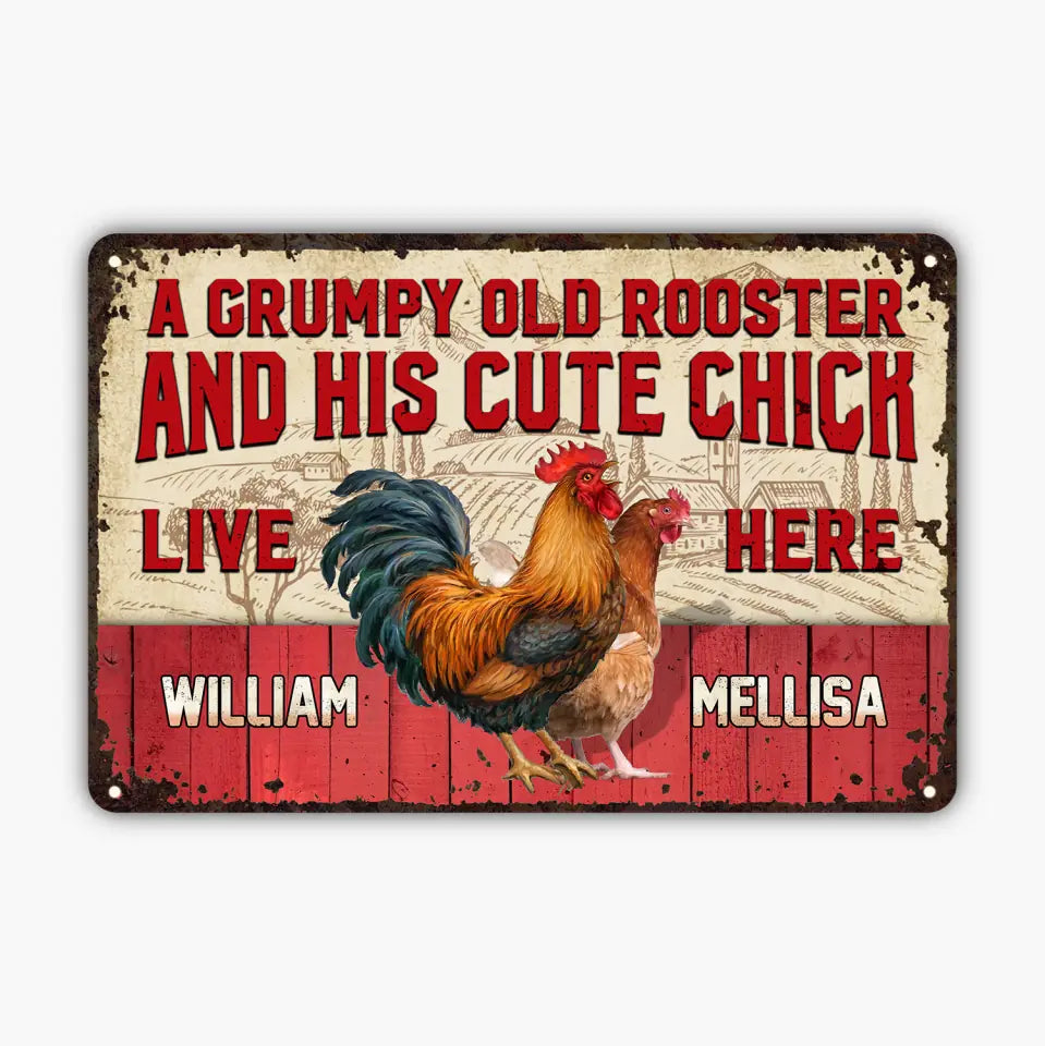 Personalized Metal Sign - Gift For Couple - A Grumpy Old Rooster And H ...
