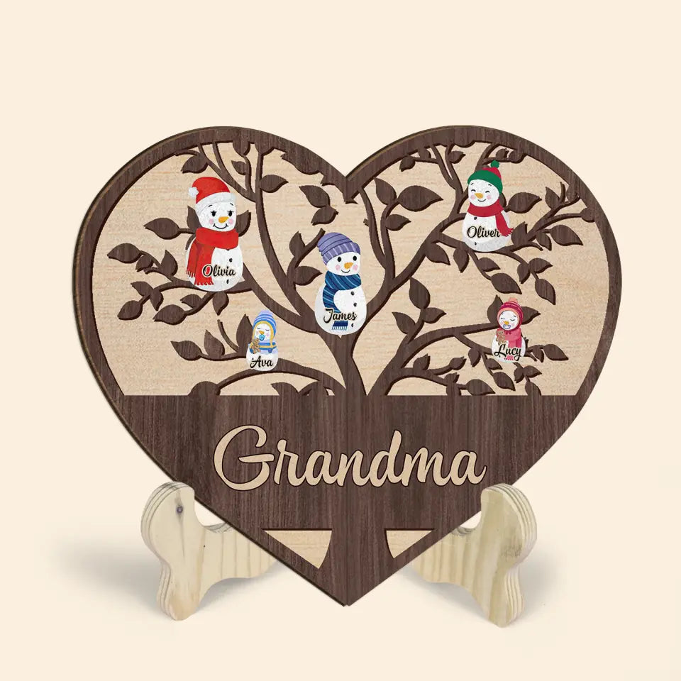 Grandma Grandkids Tree - Personalized Custom 1 Layer Wooden Sign - Chr ...